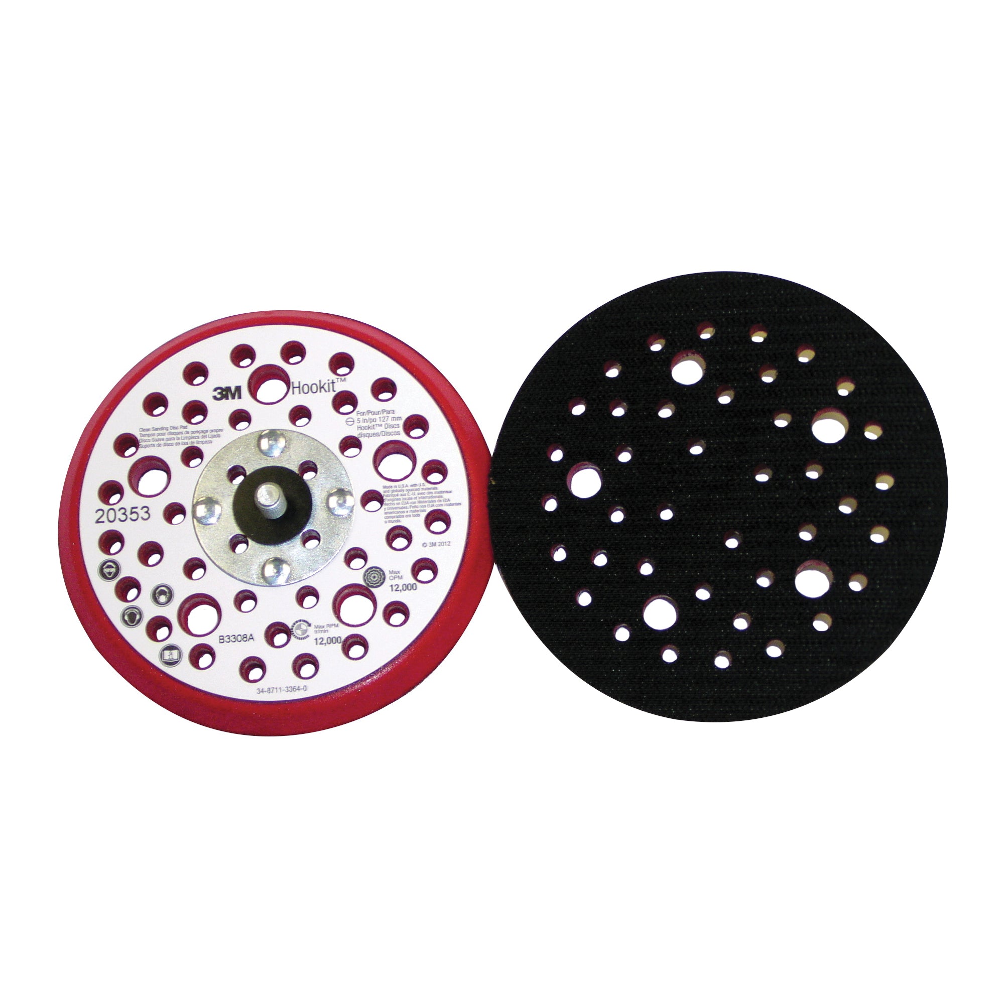 3M AB20353 ~ Hookit Clean Sanding Low Profile Disc Pad 44 holes 5 Inch ...